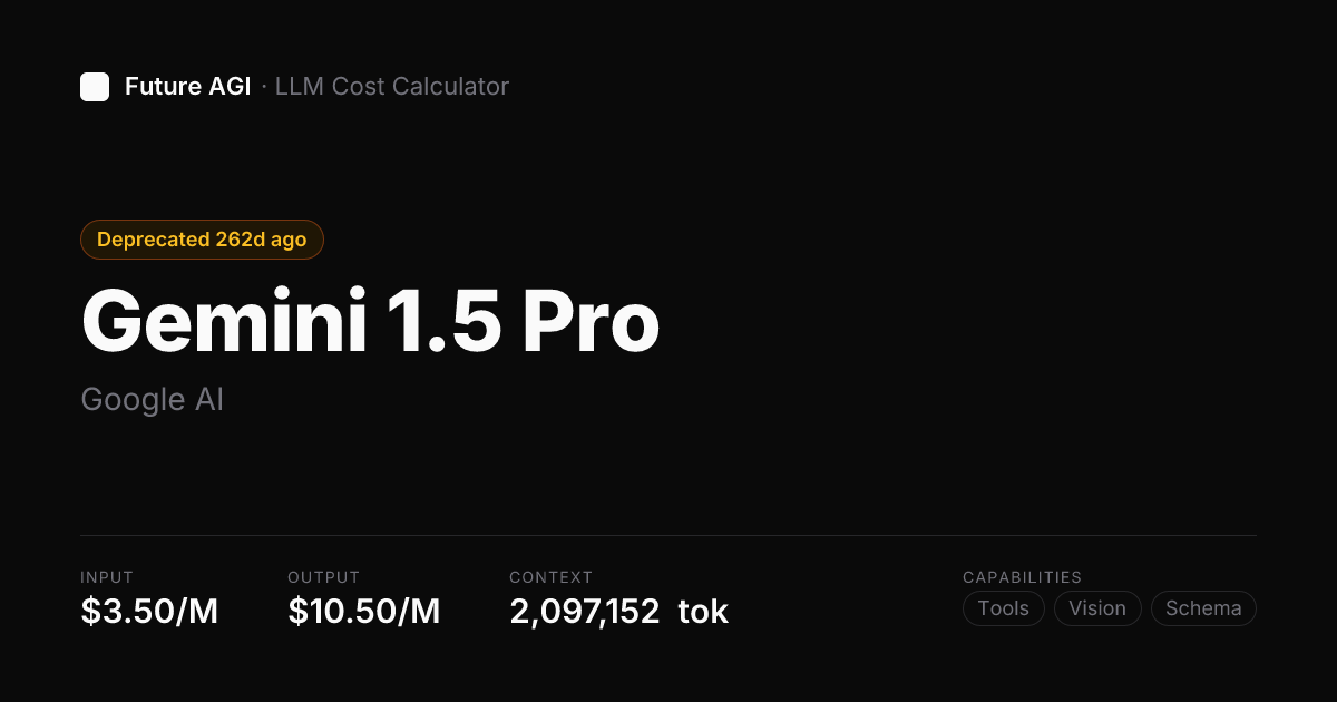 Gemini 1.5 Pro pricing & cost calculator — Google AI | Future AGI